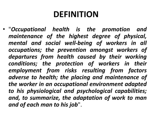 Occupational health & safety | PPT | Free Download