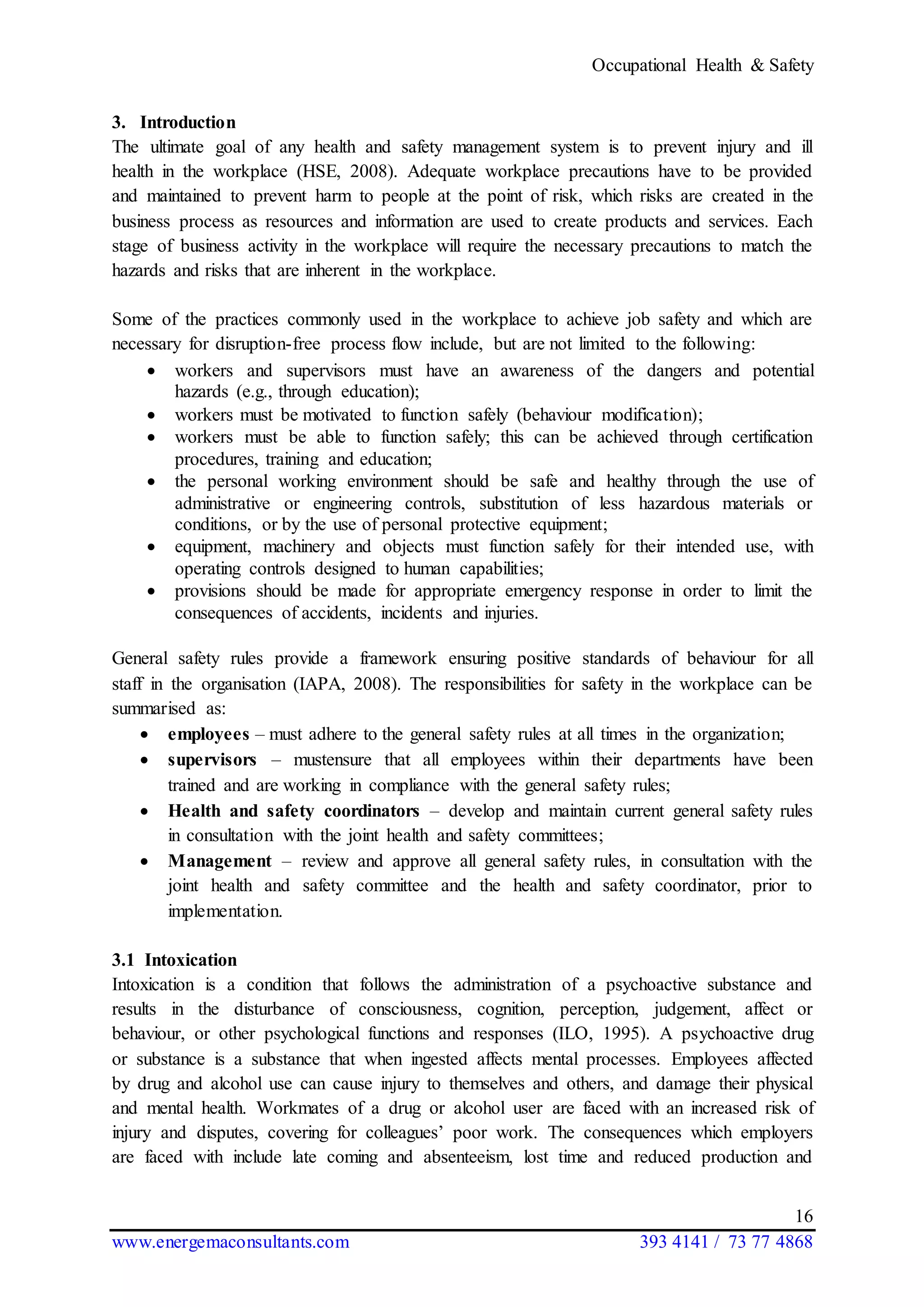 Occupational health & safety principles 31.01.14