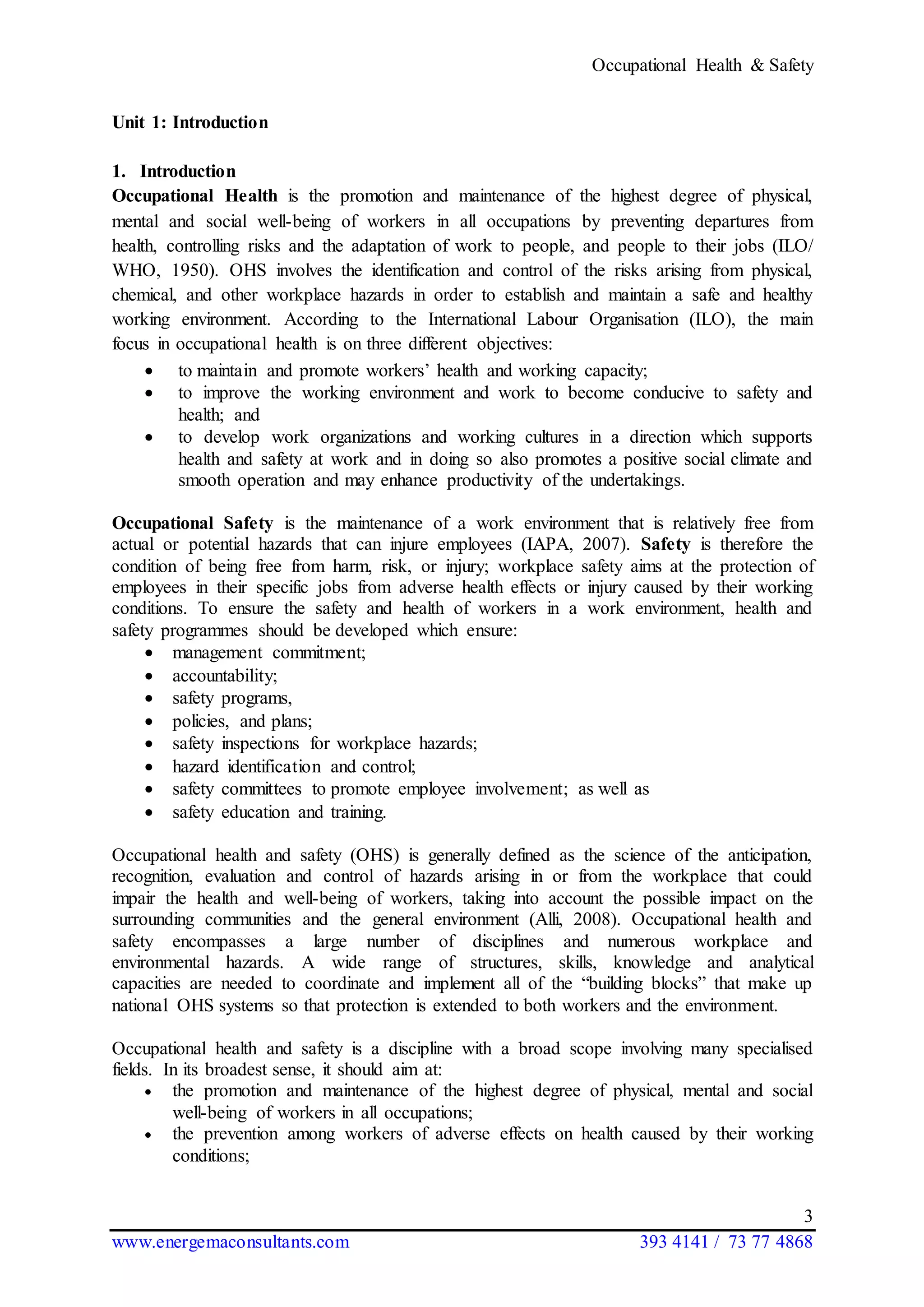 Occupational health & safety principles 31.01.14