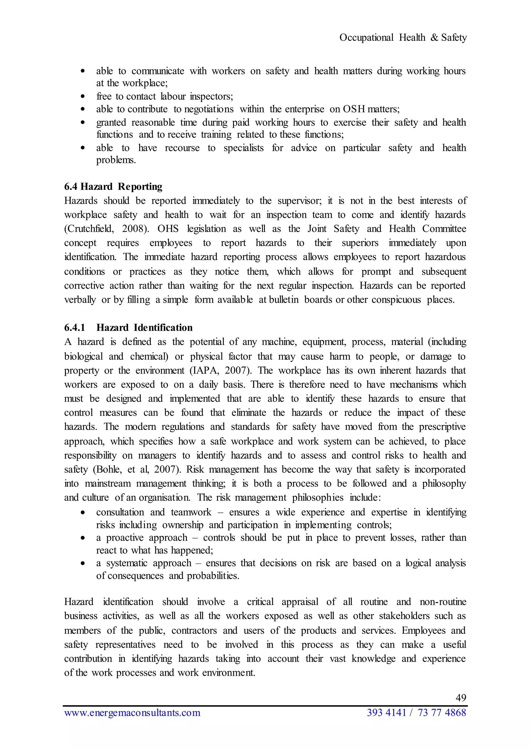 Occupational health & safety principles 31.01.14