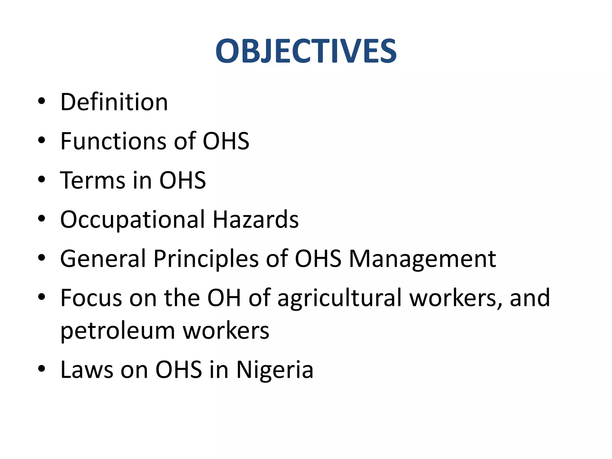 Occupational Health Services (OHS) | PPTX