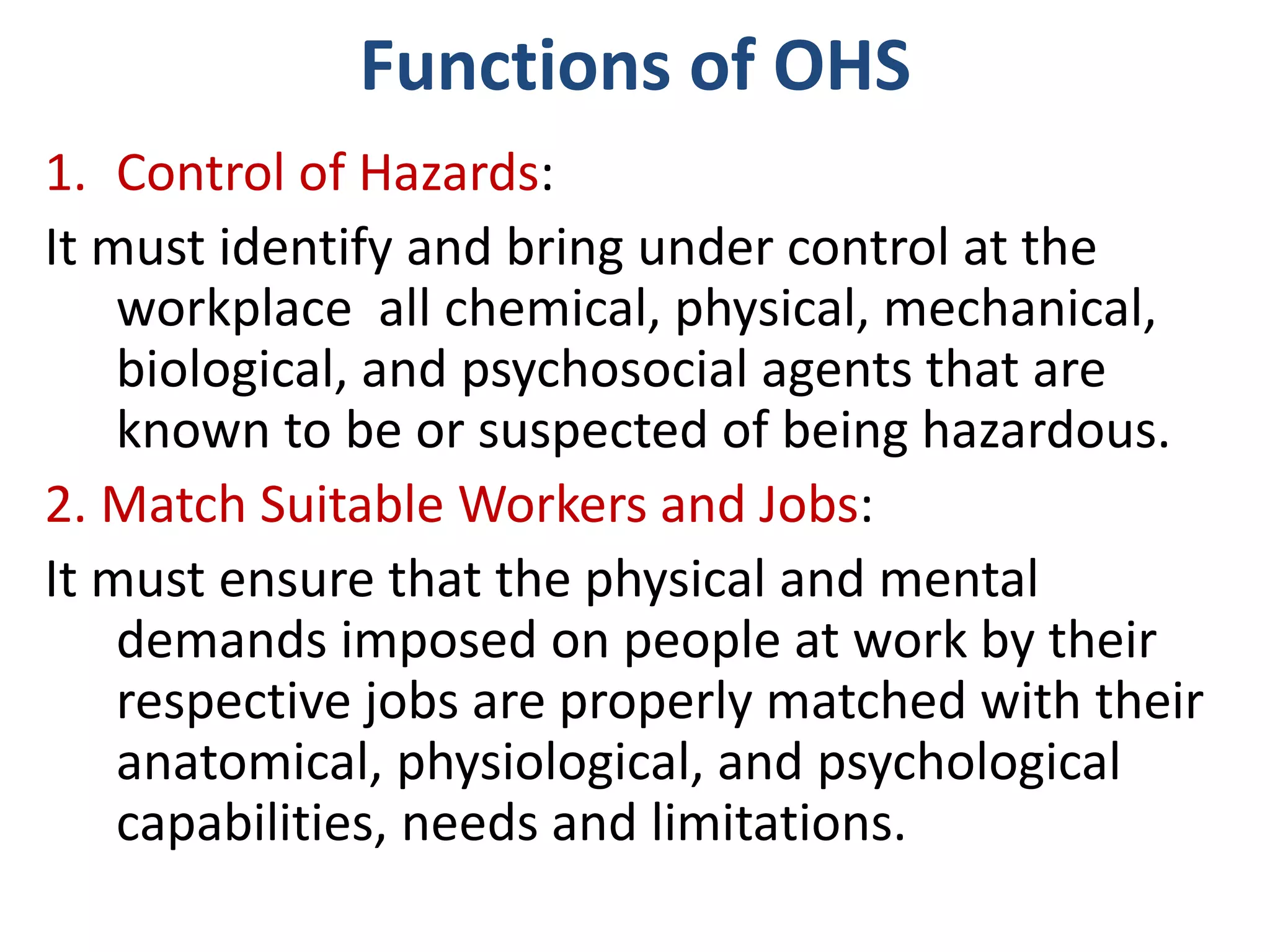 Occupational Health Services (OHS) | PPTX