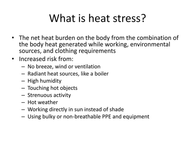 Occupational Heat Stress | PPTX | First Aid | Injuries
