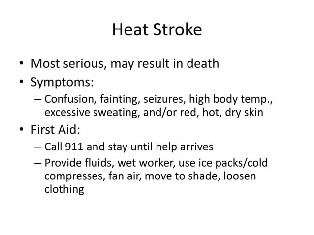 Occupational Heat Stress | PPTX | First Aid | Injuries