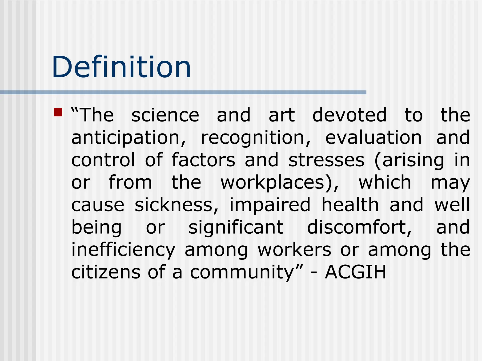 Occupational Hygiene and Responsibilities of a Hygienist | PPT
