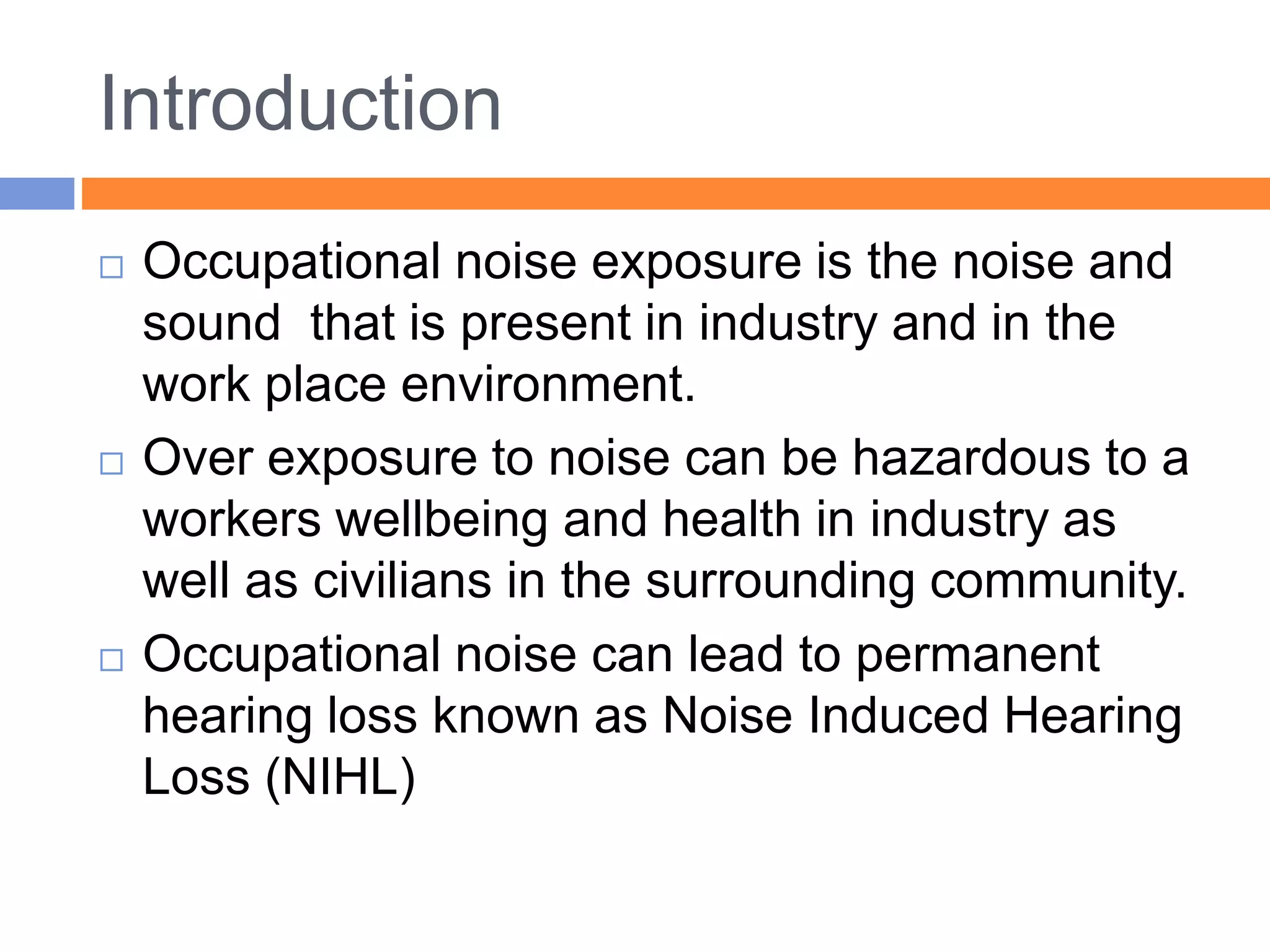Occupational Noise Exposure | PPTX