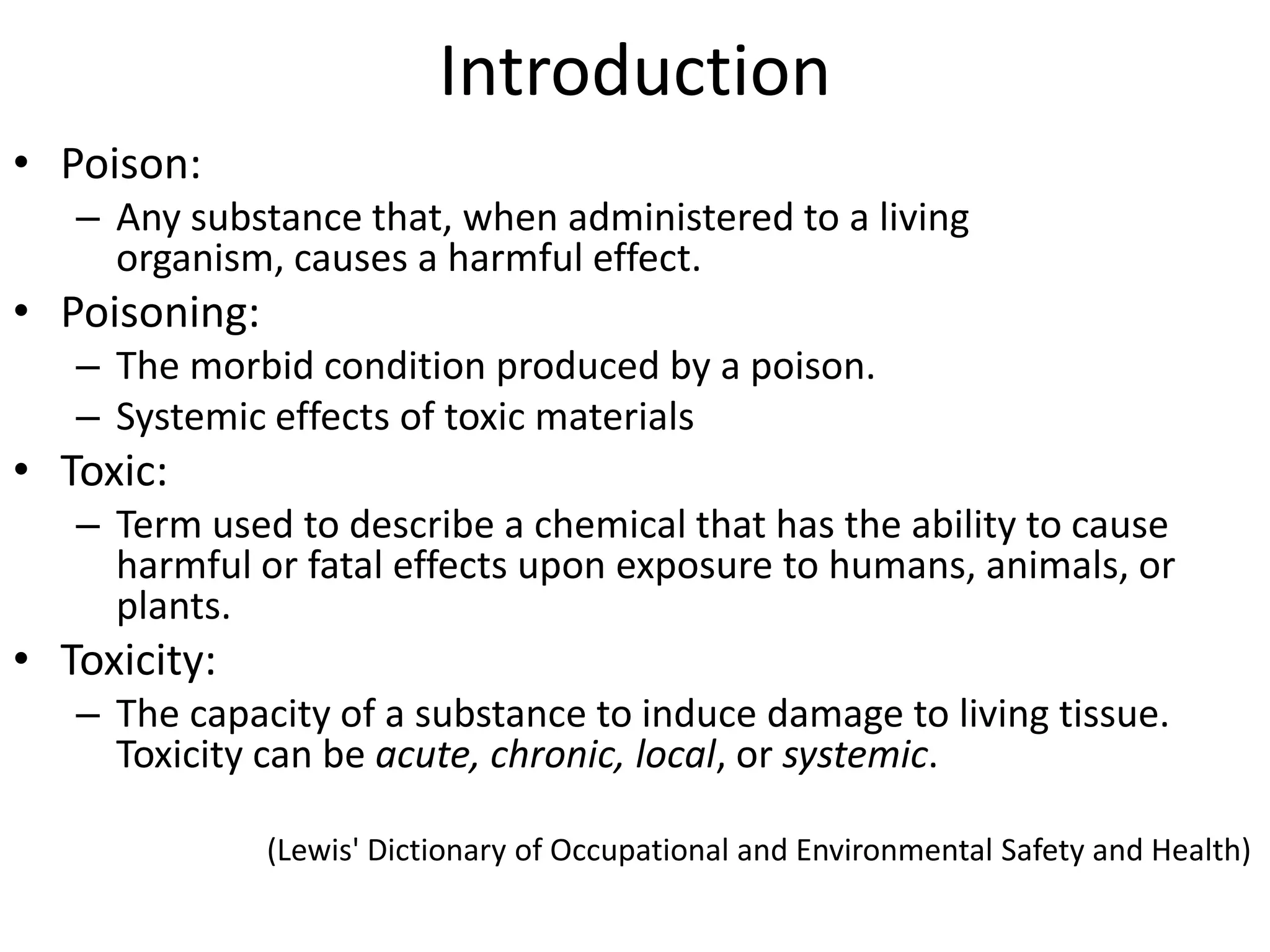 Occupational poisonings and toxicity | PPTX