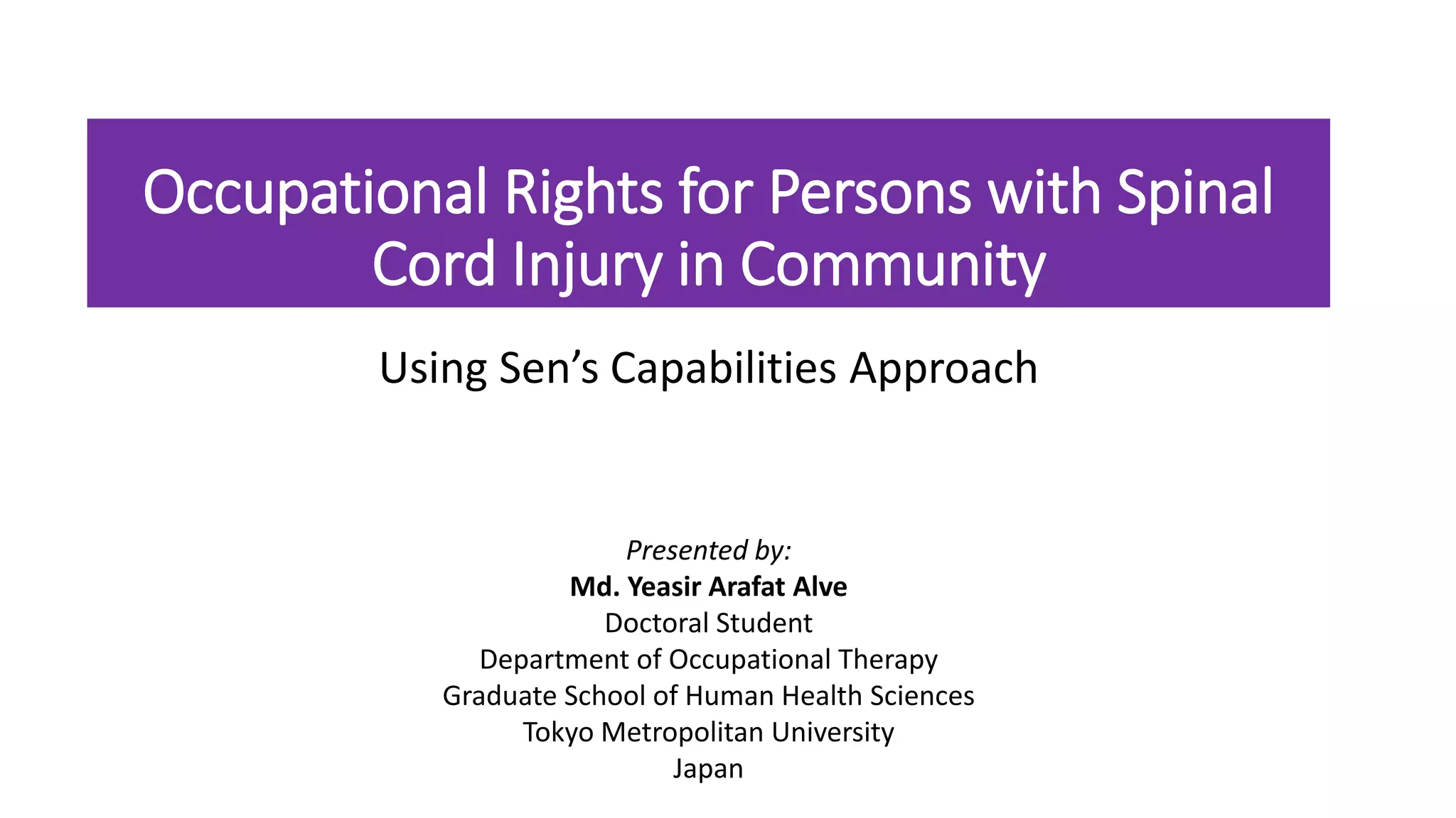 Occupational right by using sens capabilities approach | PPTX ...