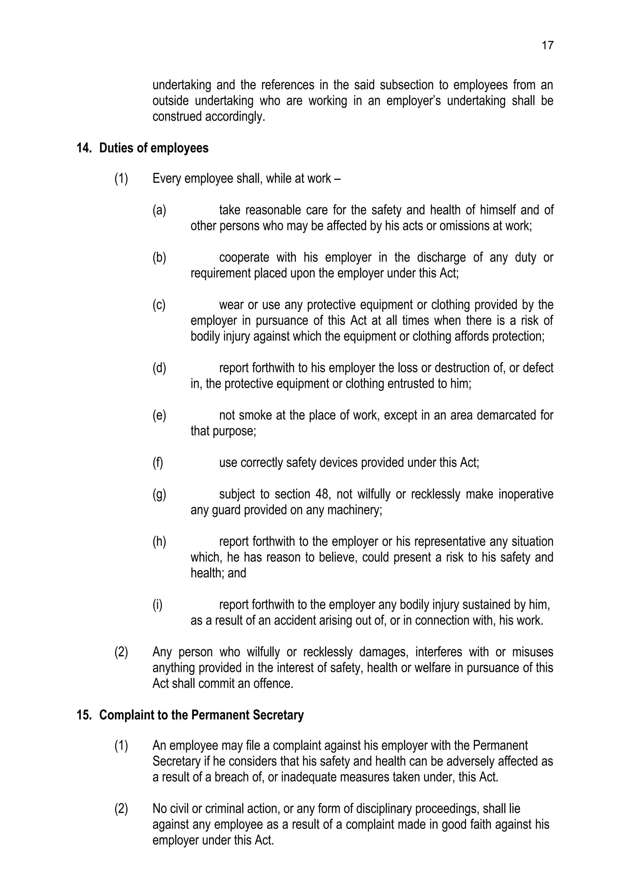 Occupational safety and health act 2005 act no 28 | DOC