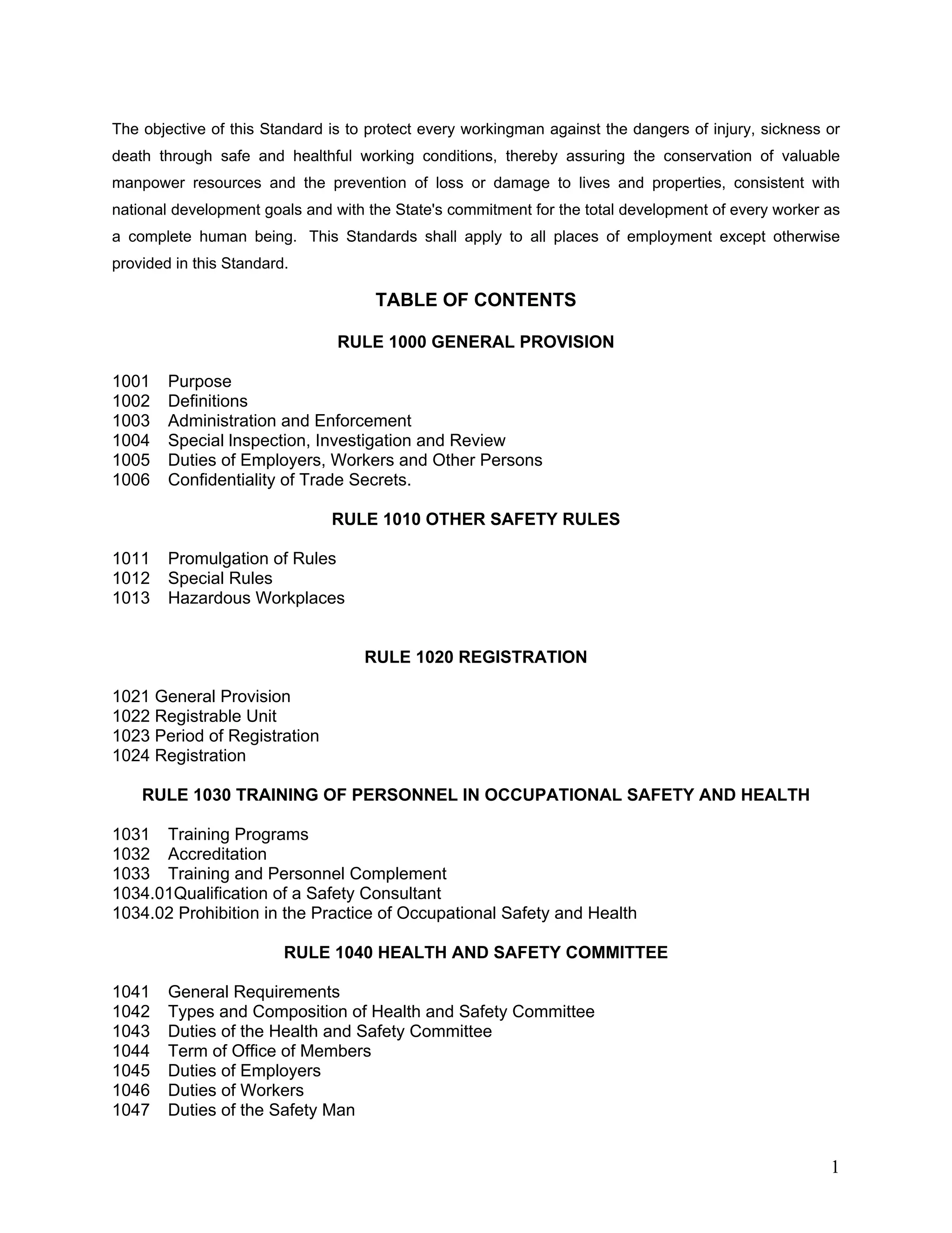 Occupational Safety and Health Standards. Department of Labor and ...