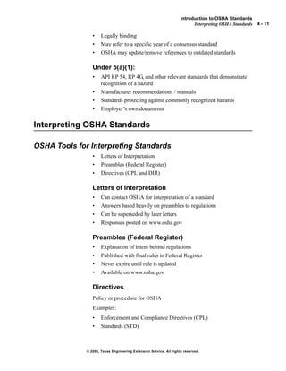 Occupational Safety and Health Standards for the Oil and Gas Industry ...