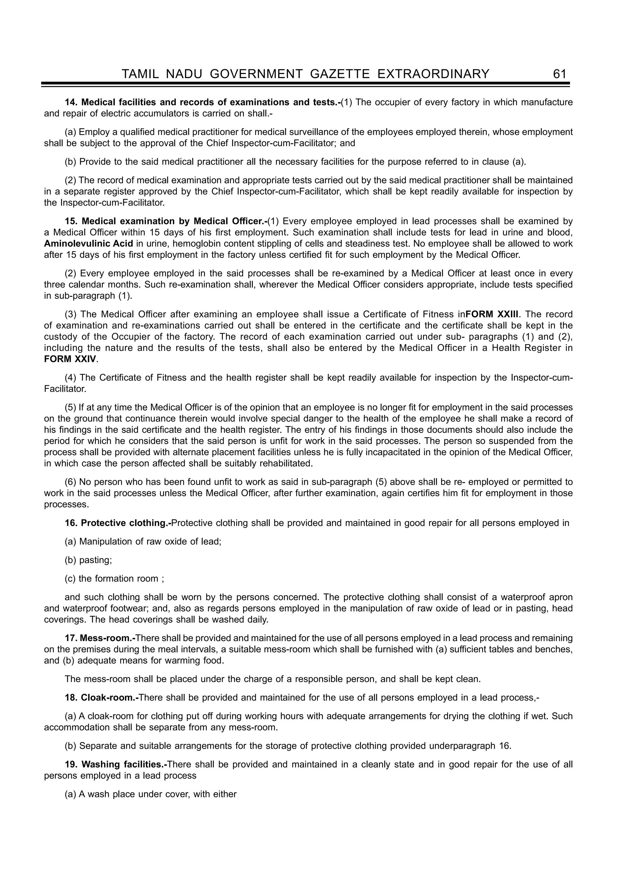 Occupational Safety, Health and Working Condition (Tamil Nadu) Rules ...