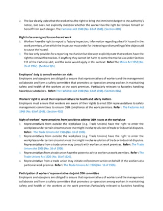 Occupational safety & health regulatory framework in india | DOCX ...