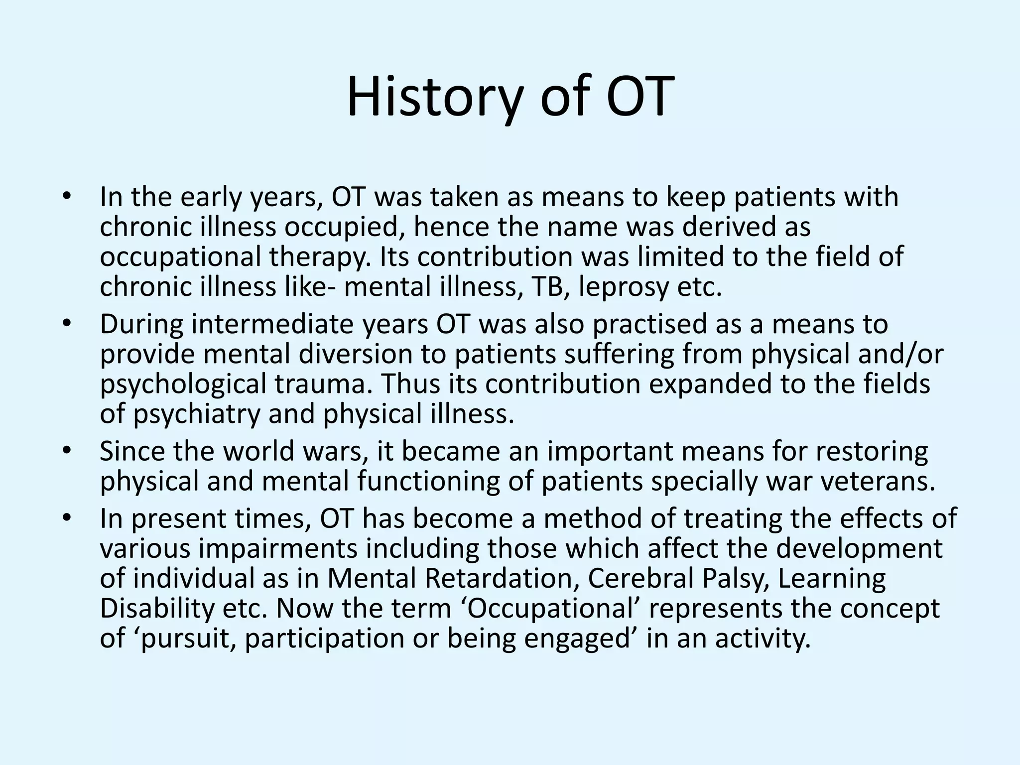 Occupational therapy | PPTX | Physical Therapy | Wellness