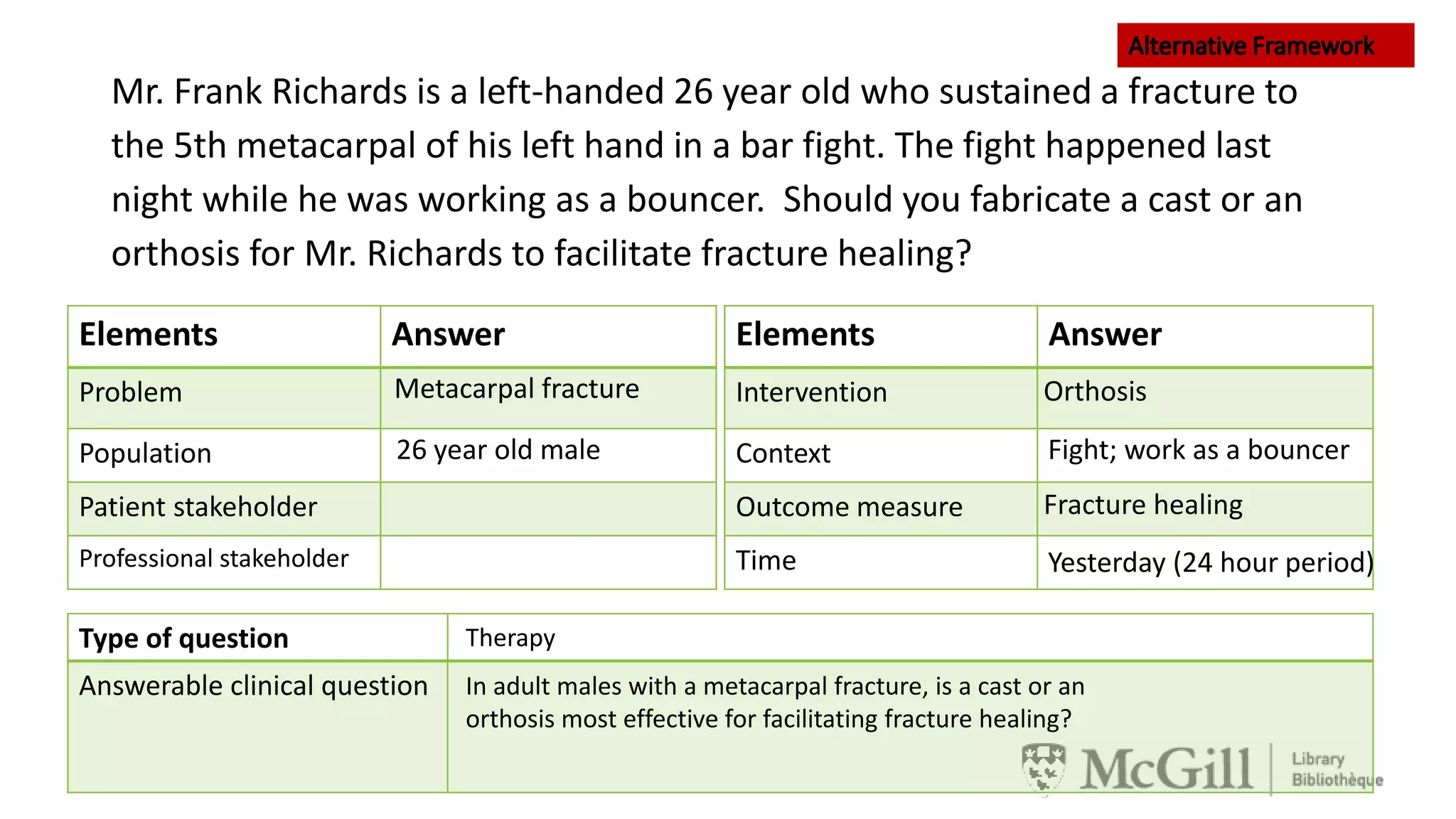 Searching with PICO and Alternative question formulation framework OT ...