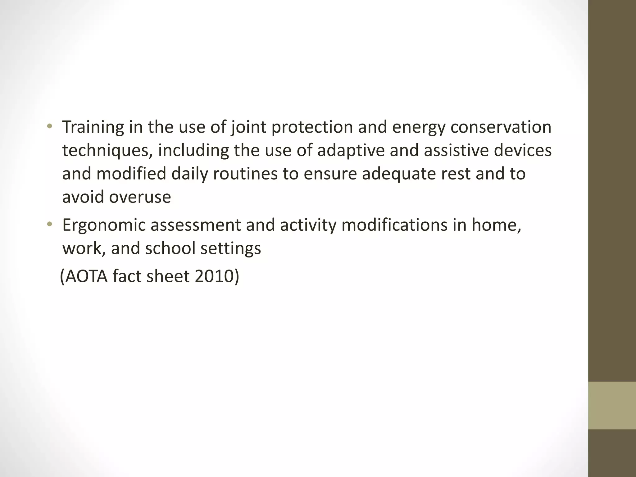 Occupational therapy in rheumatoid arthritis | PPTX