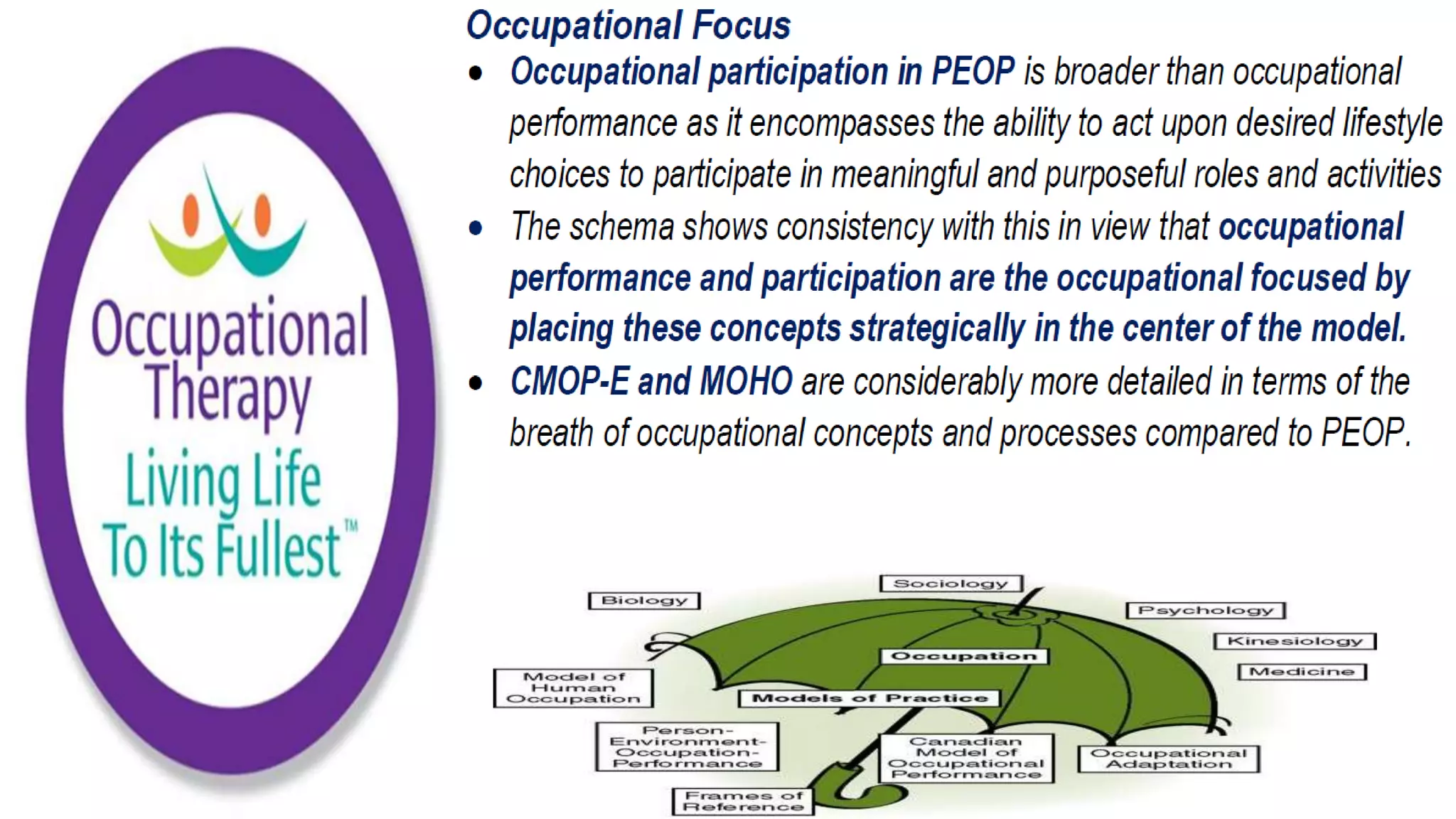 Occupational Therapy Theory & Practice Models and Frame of Reference | PPTX