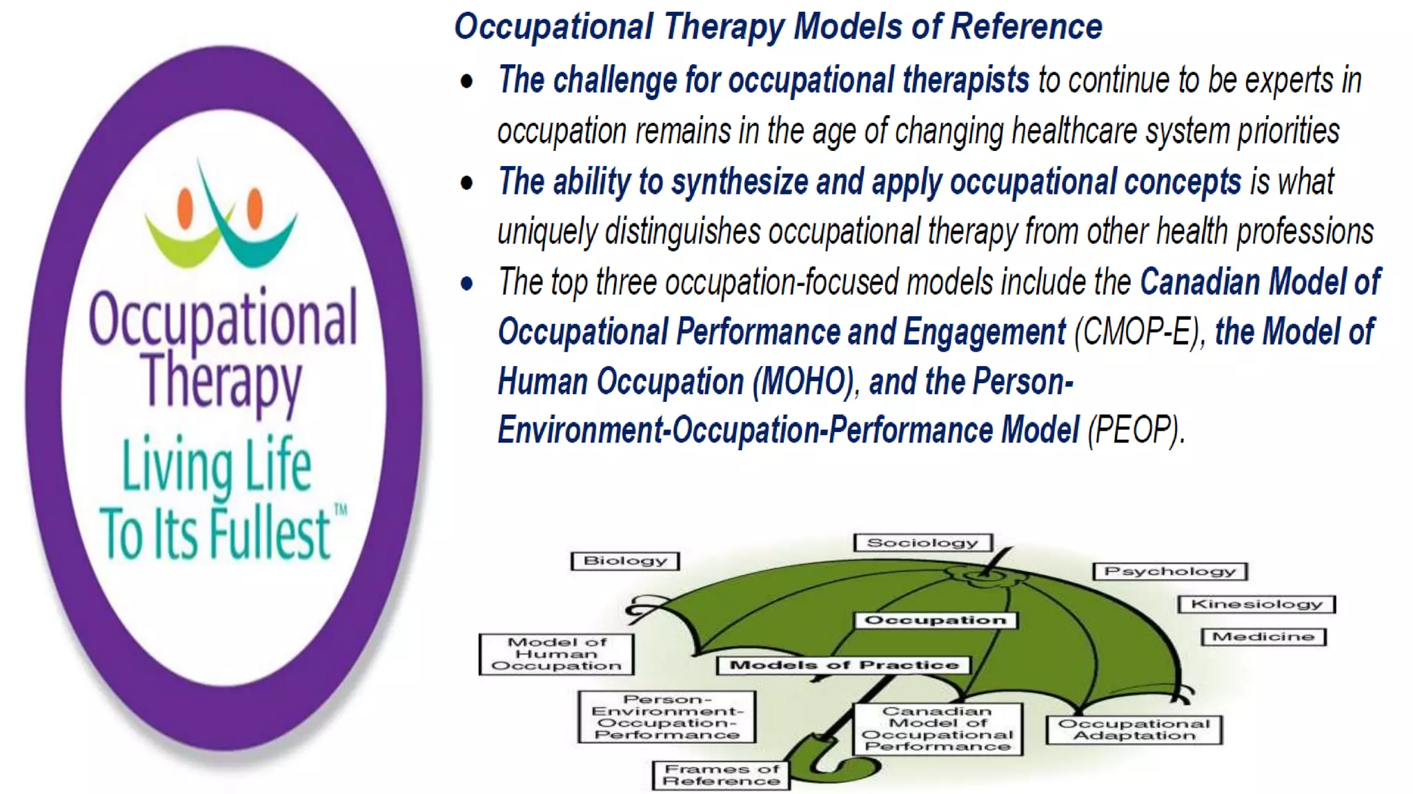 Occupational Therapy Theory & Practice Models and Frame of Reference | PPTX
