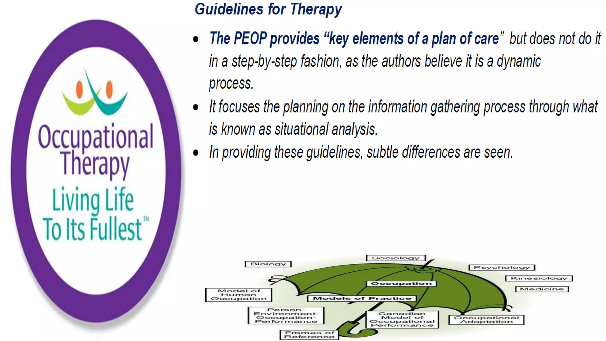 Occupational Therapy Theory & Practice Models and Frame of Reference | PPTX