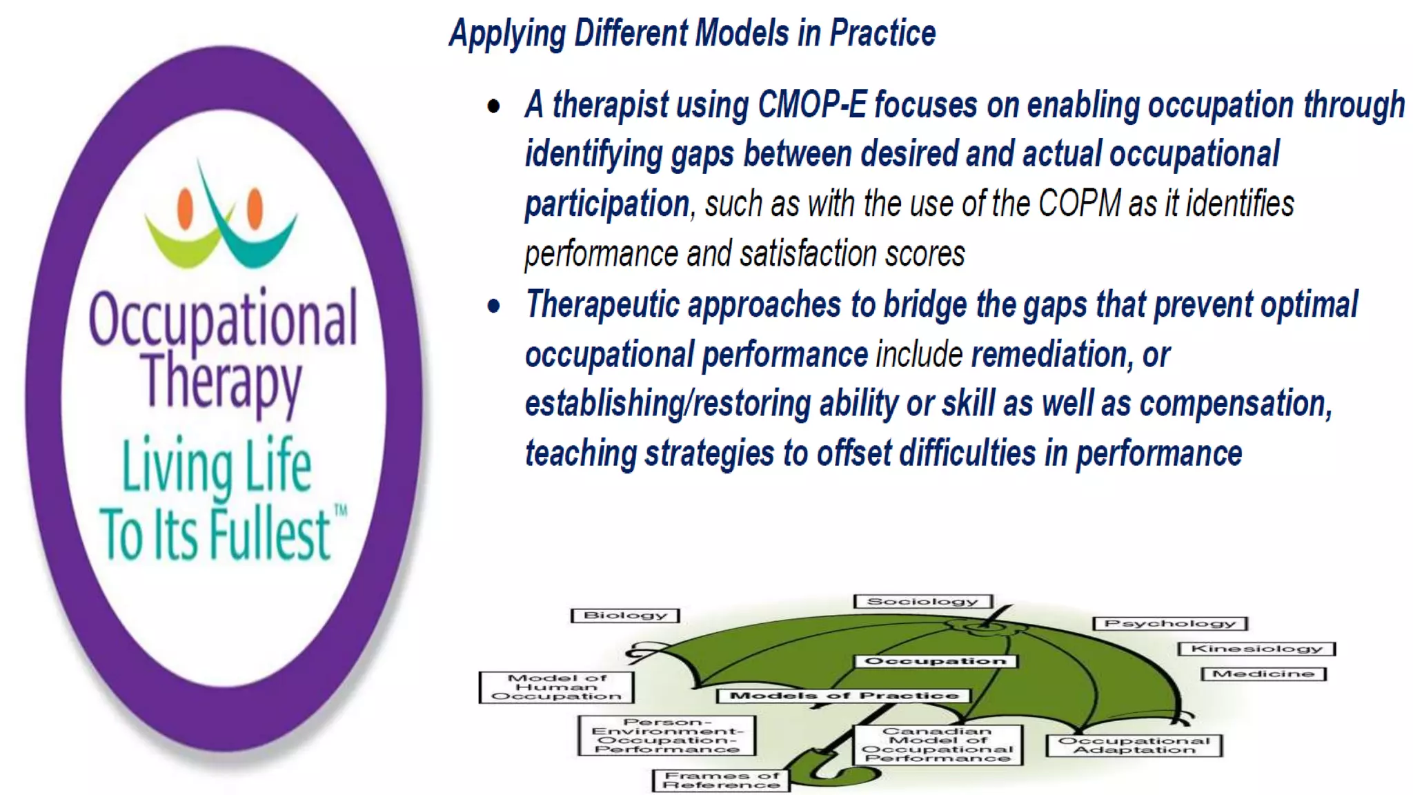 Occupational Therapy Theory & Practice Models and Frame of Reference | PPTX