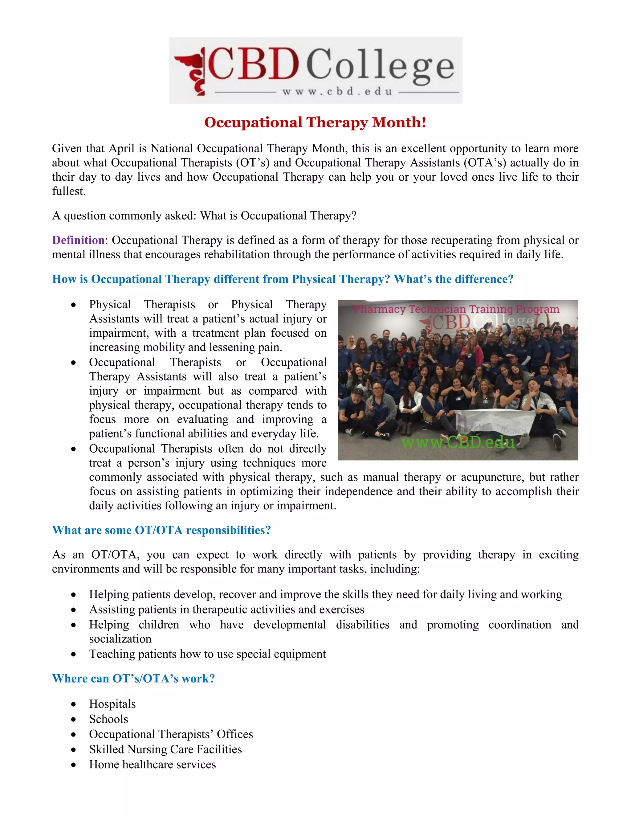 Occupational Therapy Month! | PDF