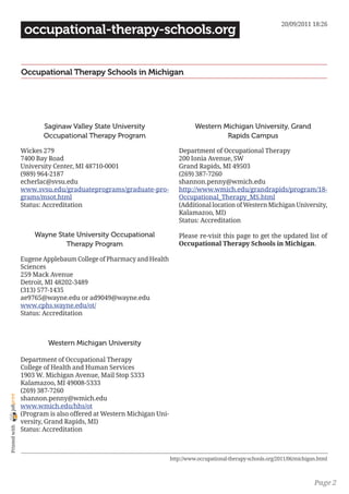 Occupational therapy schools in michigan | PDF