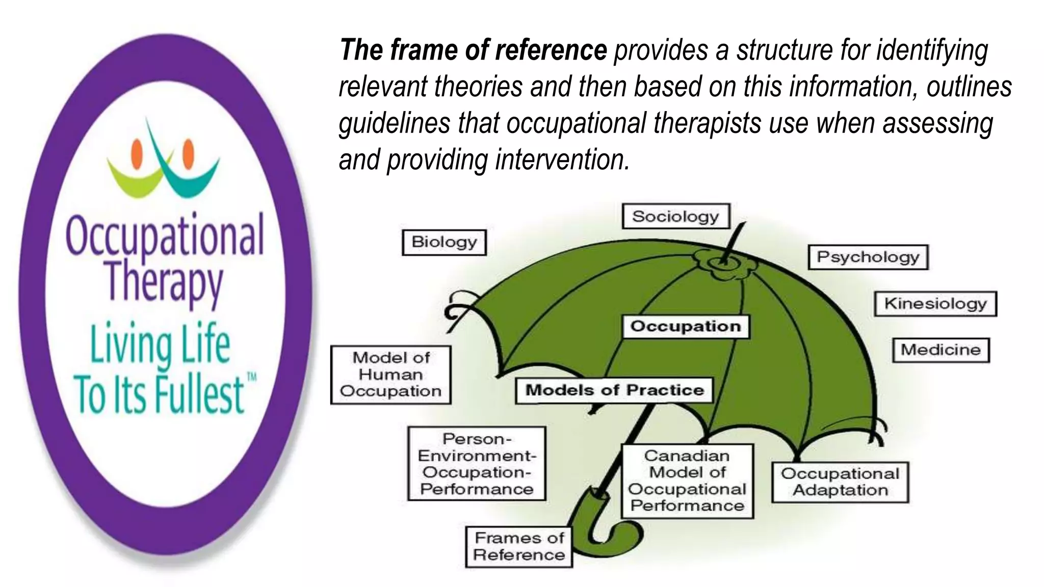Occupational Therapy Theory, Models, Reference and Practice | PPTX
