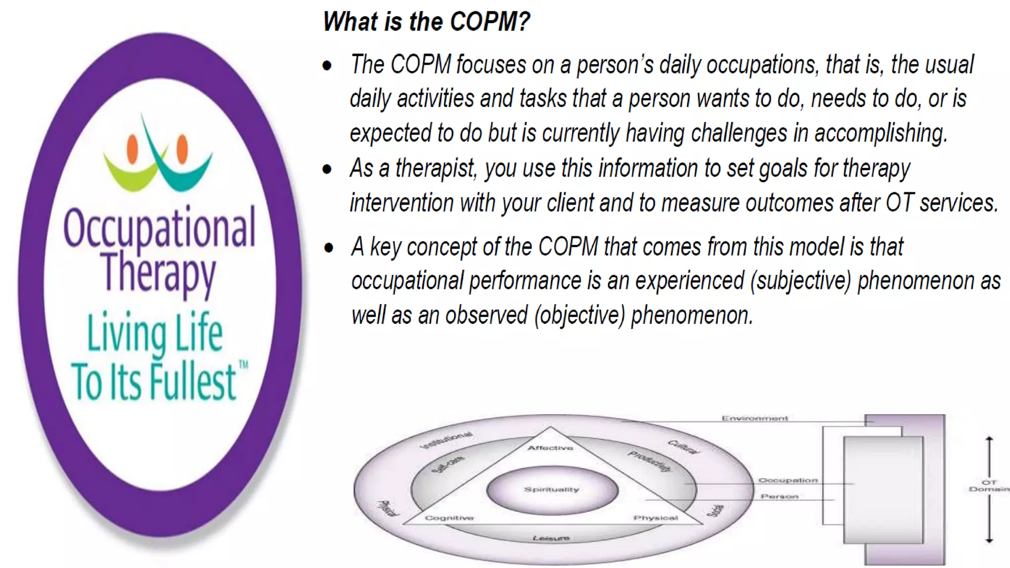 Occupational Therapy Theory & Practice Canadian Model of Occupational ...