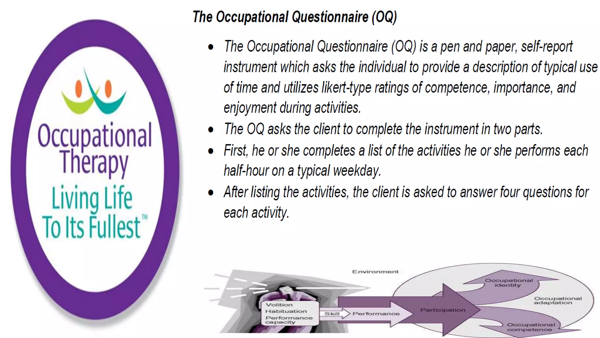 Occupational therapy Theory and Practice The Model of Human Occupational Occupation part 2 | PPT
