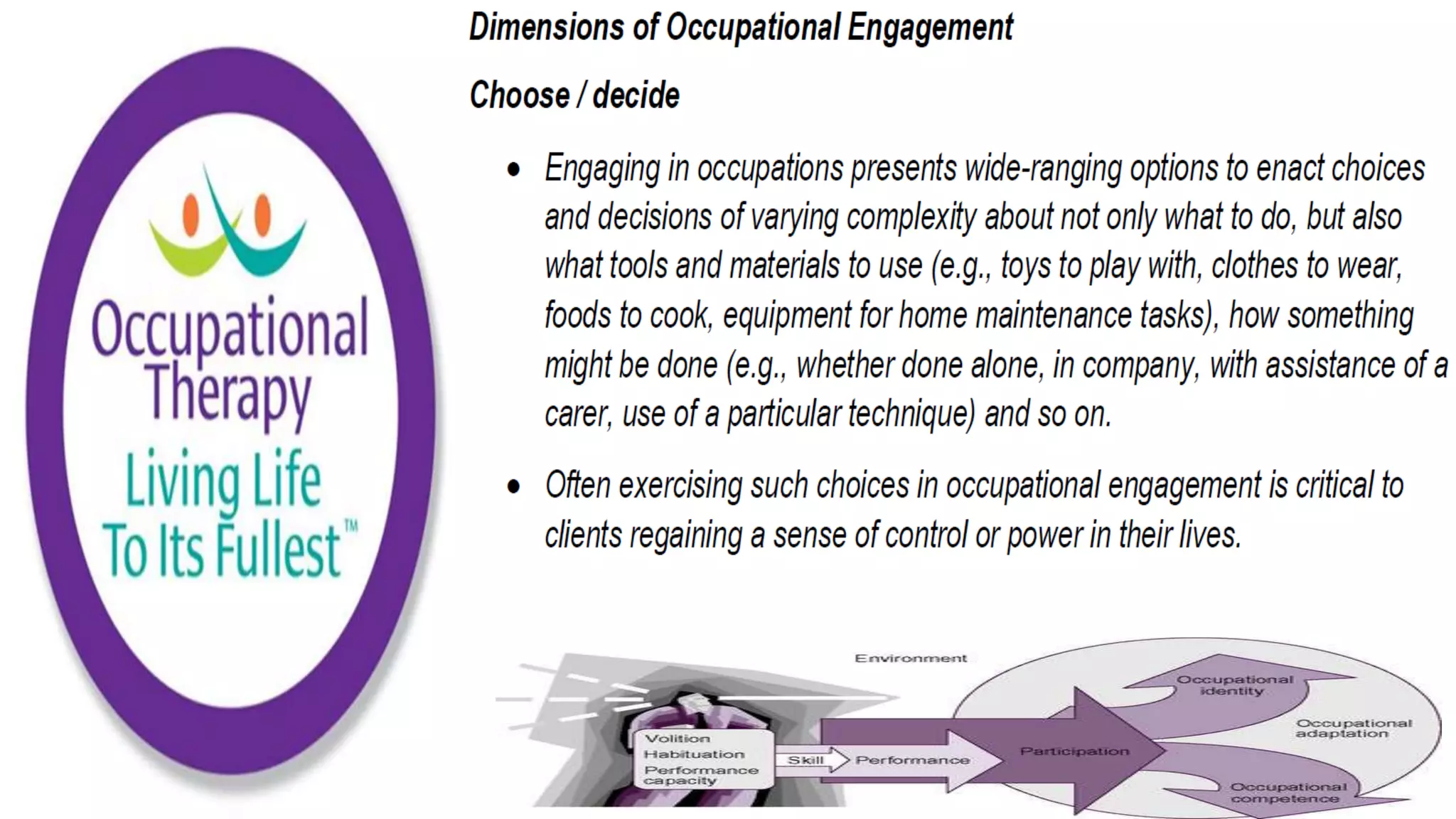 Occupational therapy Theory and Practice The Model of Human Occupational Occupation part 2 | PPT