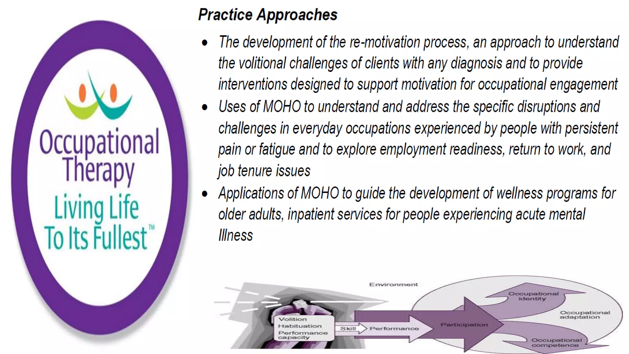 Occupational therapy Theory and Practice The Model of Human ...
