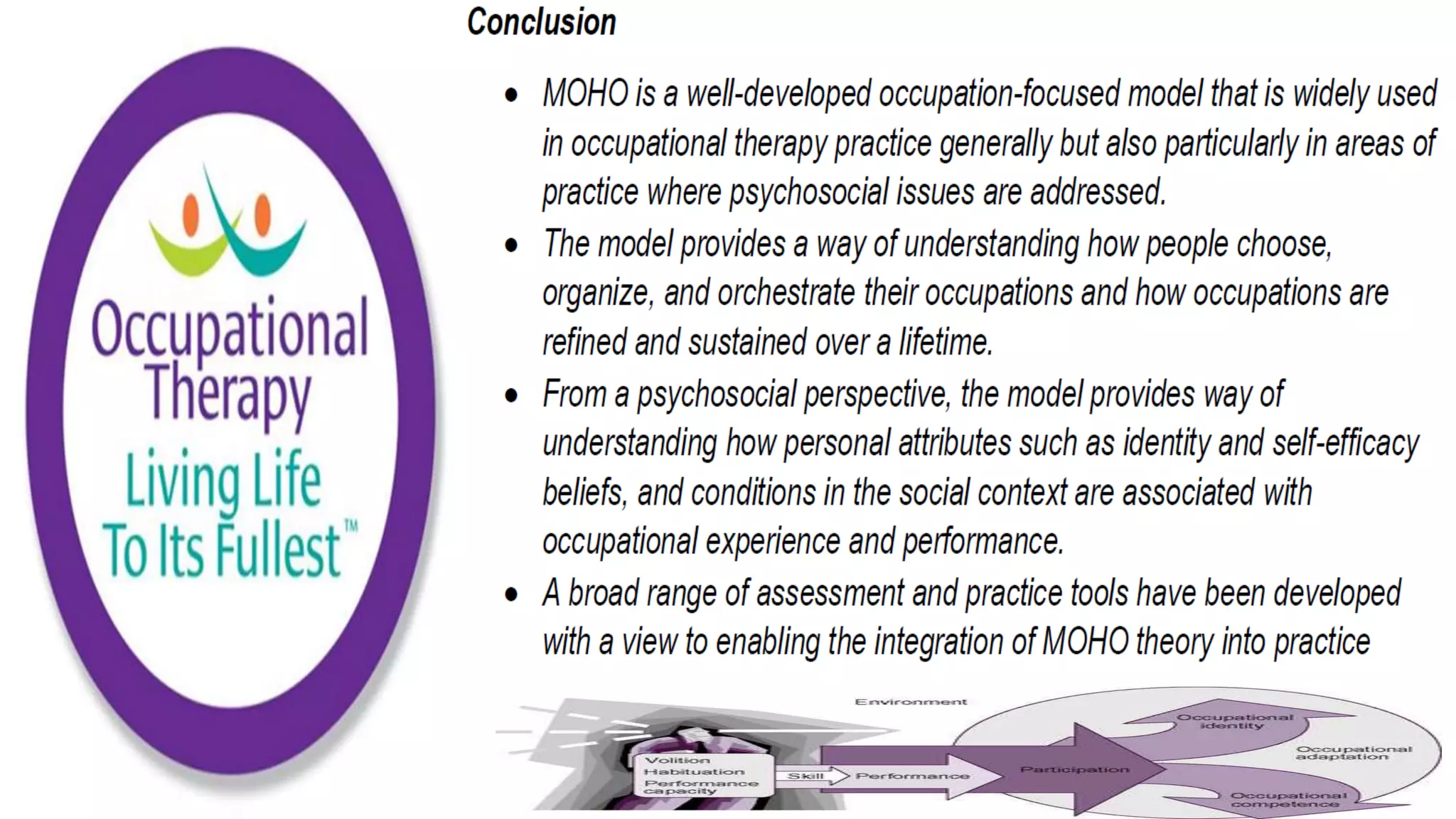 Occupational therapy Theory and Practice The Model of Human ...