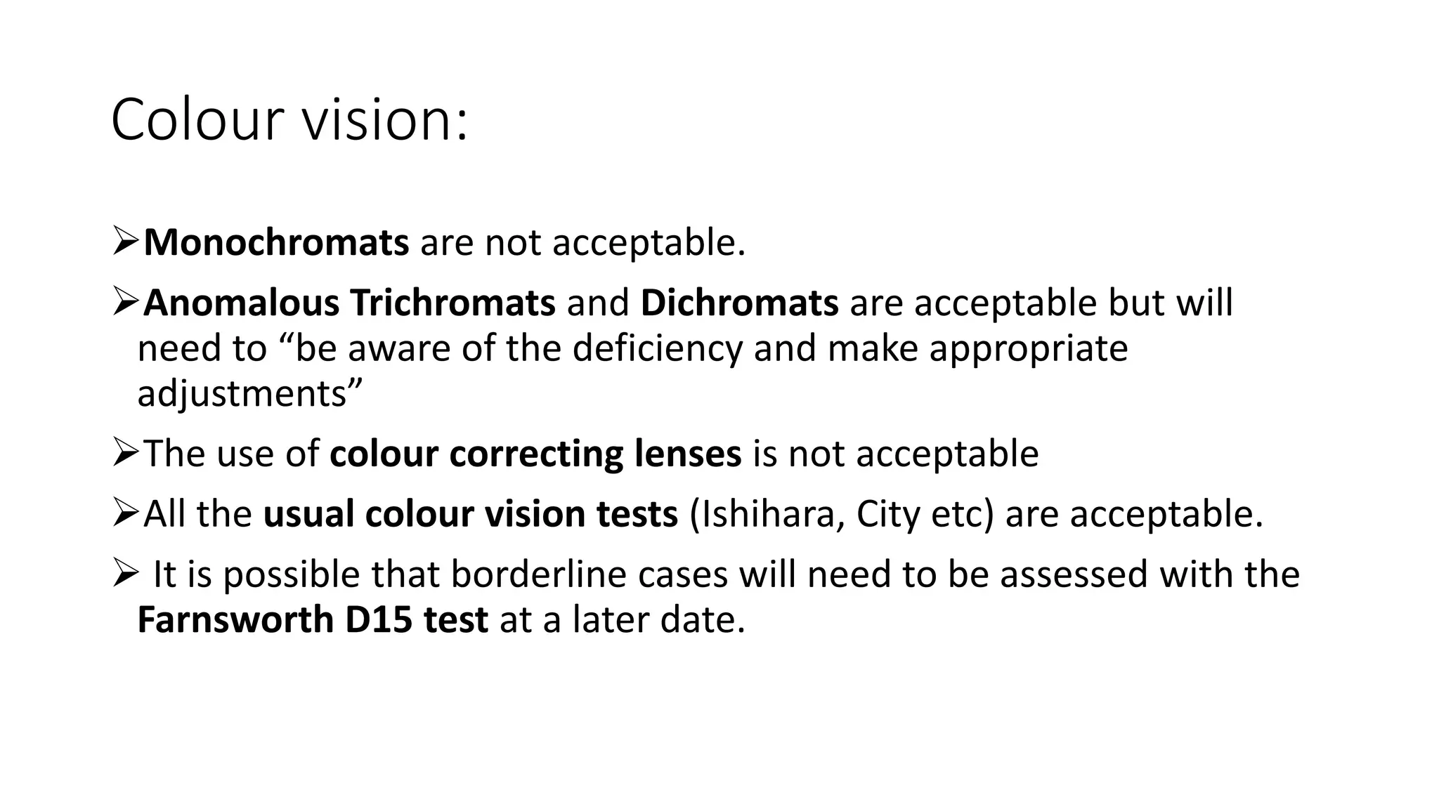Occupational visual standards | PPTX