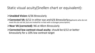 Occupational visual standards | PPTX