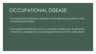 Occupation disease prevention and control | PPTX
