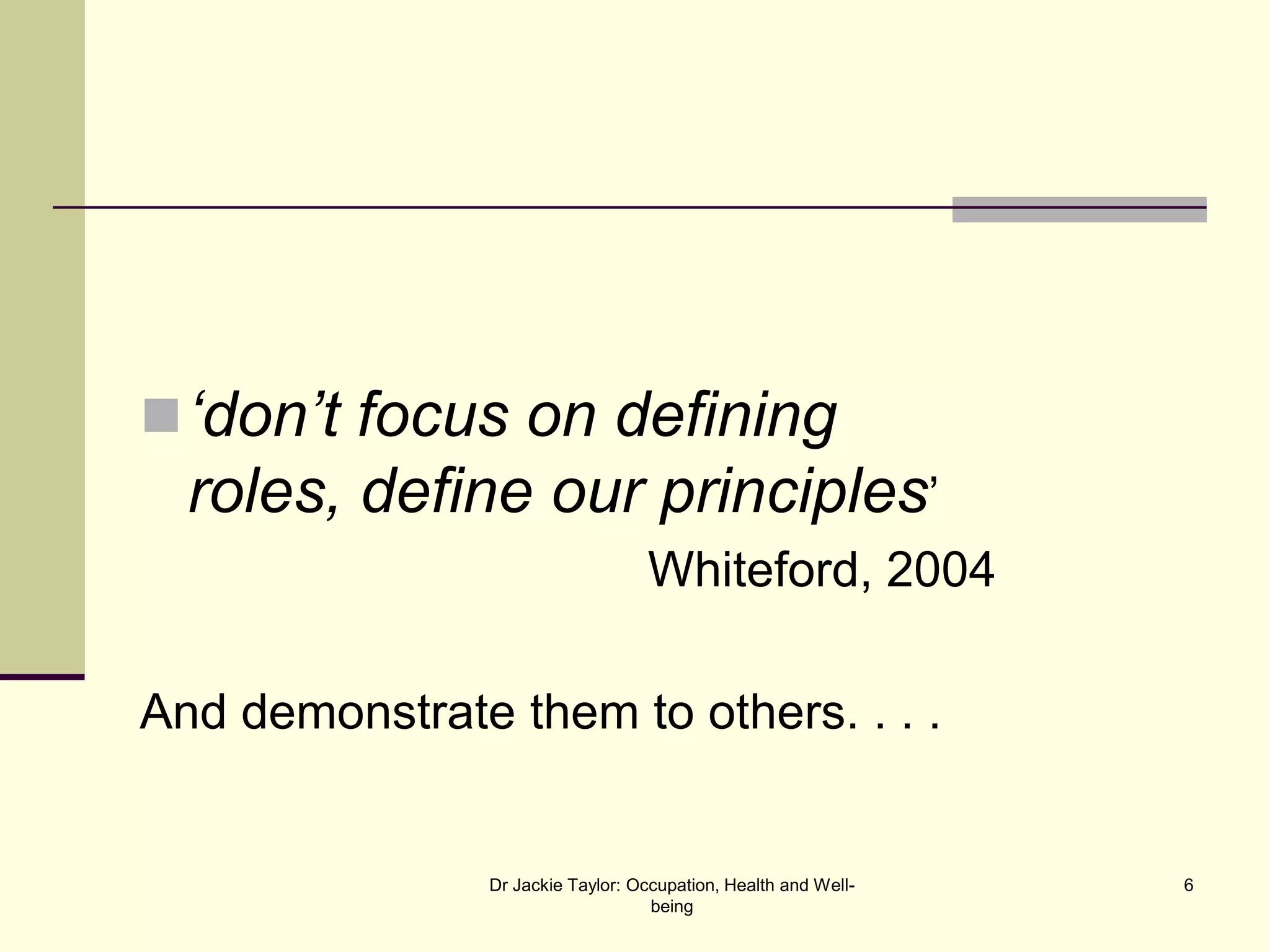 Occupation health and wellbeing | PPTX