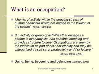 Occupation health and wellbeing | PPTX