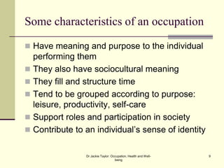 Occupation health and wellbeing | PPTX