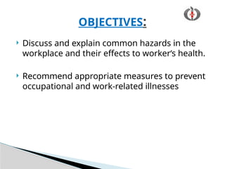 Occupationl safety and health hazard at workplace | PPTX