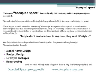 Occupied Space Portfolio Multi Family Housing Developer by Jacqueline ...