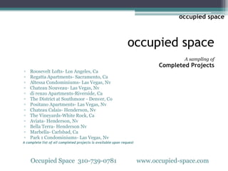 Occupied Space Portfolio Multi Family Housing Developer by Jacqueline ...