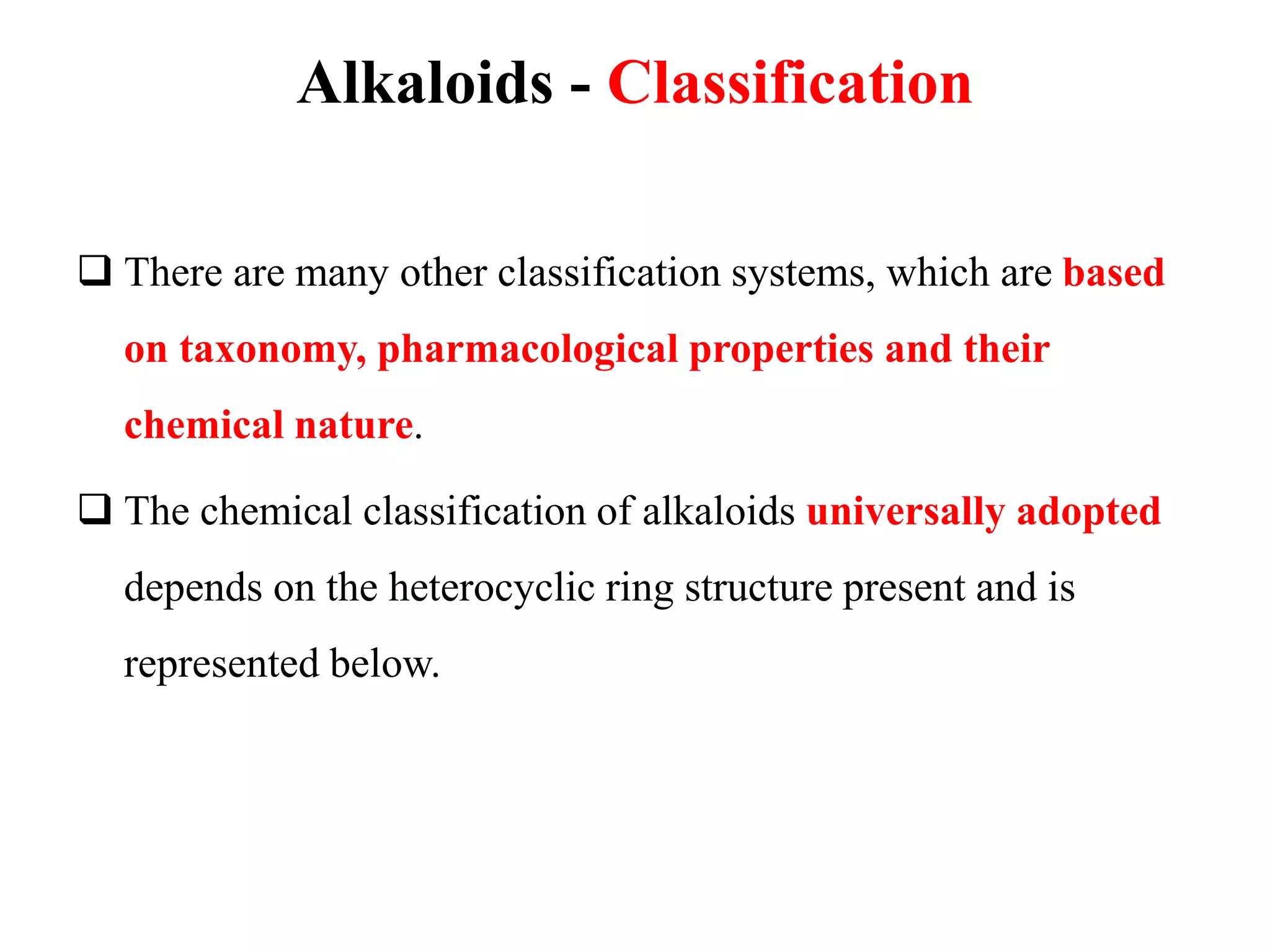 Occurrence and classification and function of alkaloids | PPTX