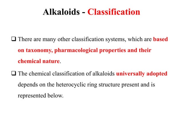 Occurrence and classification and function of alkaloids | PPTX ...