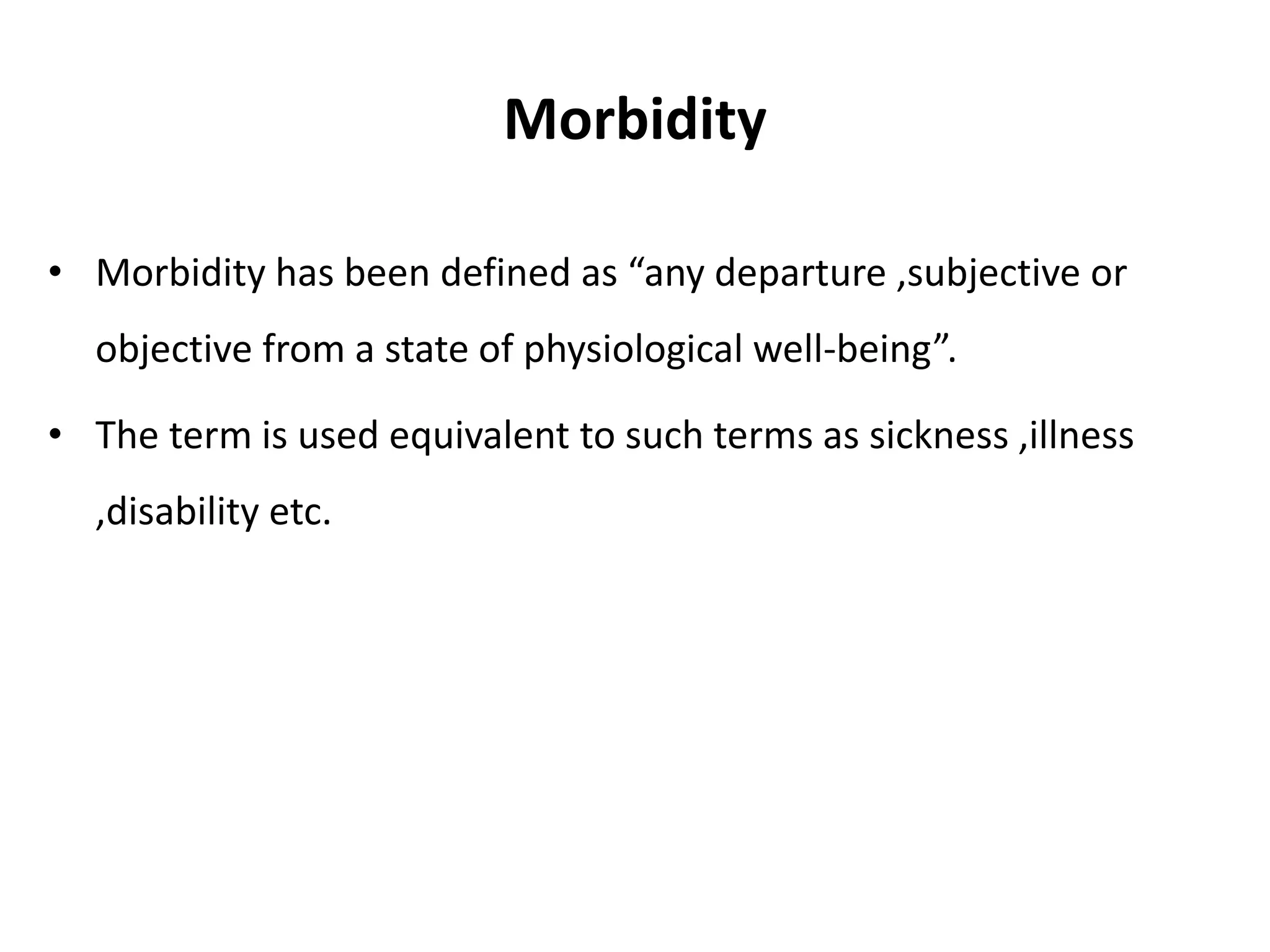 Occurrence of disease morbidity | PPTX