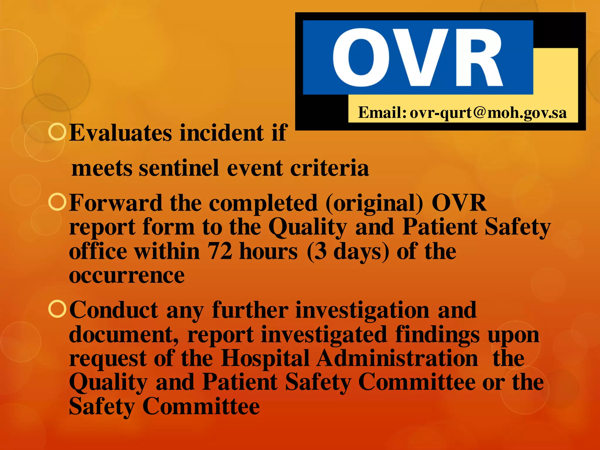 Occurrence Variance Report and Sentinel Event Reporting System | PDF