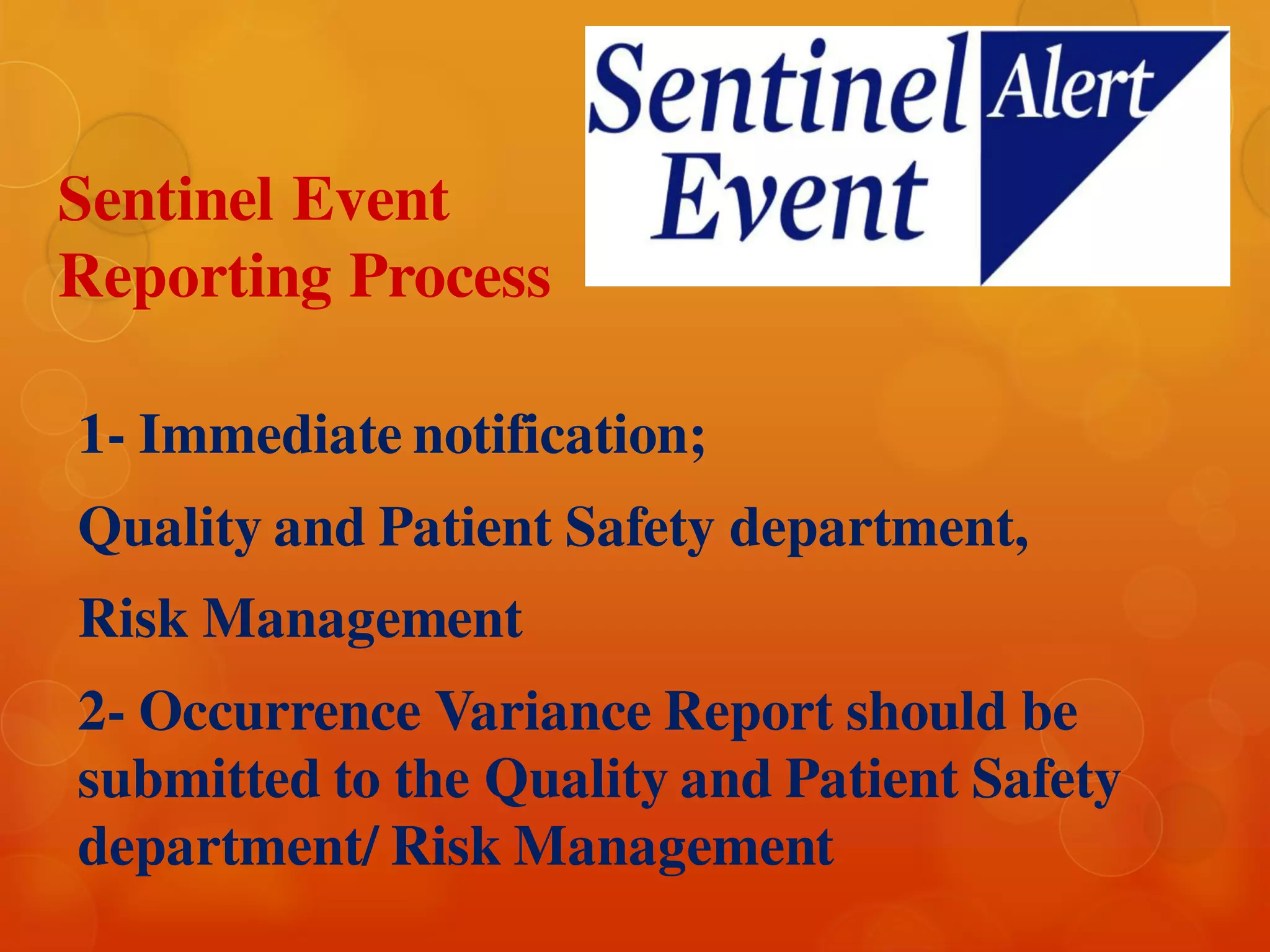 Occurrence Variance Report and Sentinel Event Reporting System | PDF