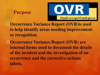 Occurrence Variance Report and Sentinel Event Reporting System | PDF