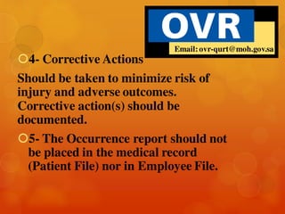 Occurrence Variance Report and Sentinel Event Reporting System | PDF