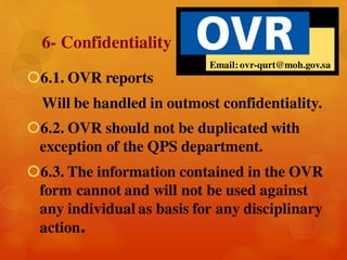 Occurrence Variance Report and Sentinel Event Reporting System | PDF