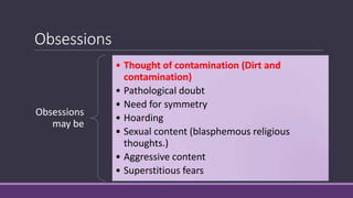 Obsessive Compulsive Disorder Diagnosis and Management | PPTX